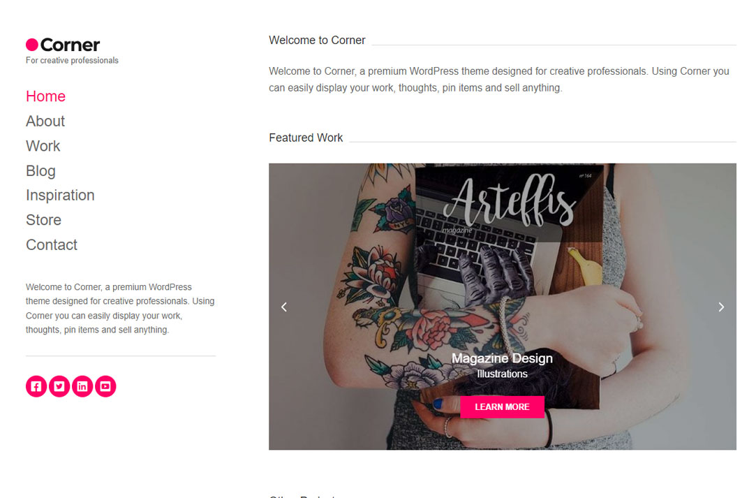 Corner Creative WordPress Theme By Cssigniter Themes - Frip.in